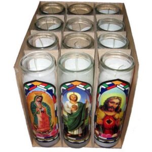 sanctuary series assorted saints religious candle, white, 12pk