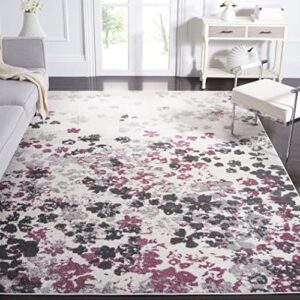 safavieh adirondack collection area rug - 9' x 12', ivory & purple, floral design, non-shedding & easy care, ideal for high traffic areas in living room, bedroom (adr115l)