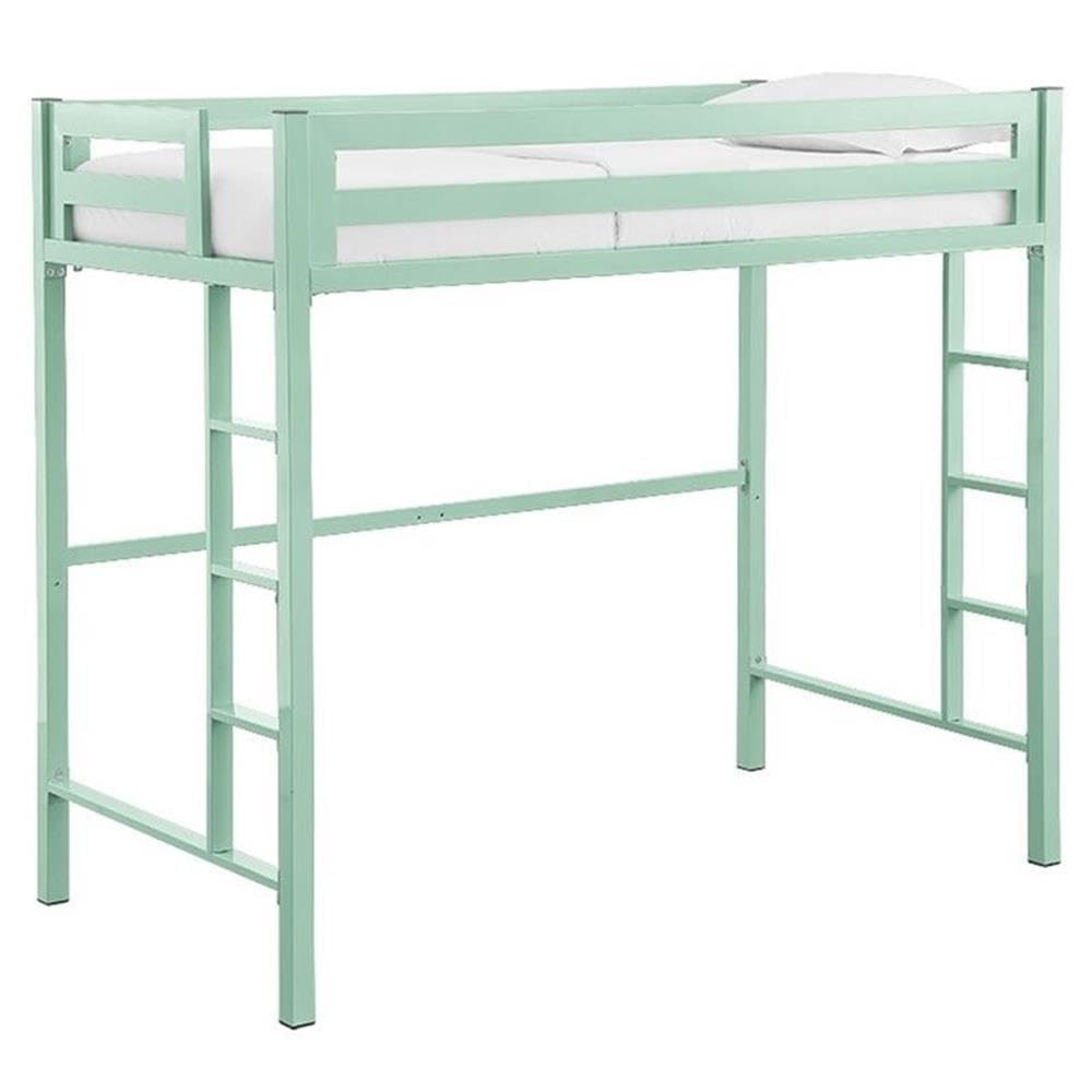 Walker Edison Brighton Classic Metal Twin over Loft Bunk Bed, Twin Size, Mint Green