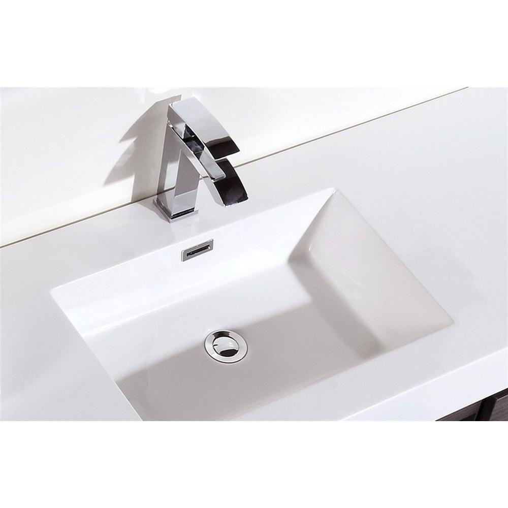 KubeBath Bliss 60" Gray Oak Wall Mount Single Sink Modern Bathroom Vanity