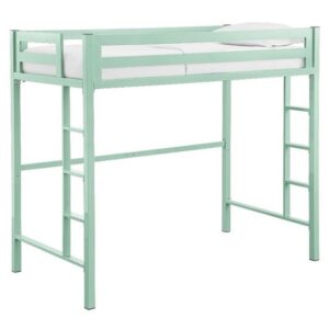 walker edison brighton classic metal twin over loft bunk bed, twin size, mint green