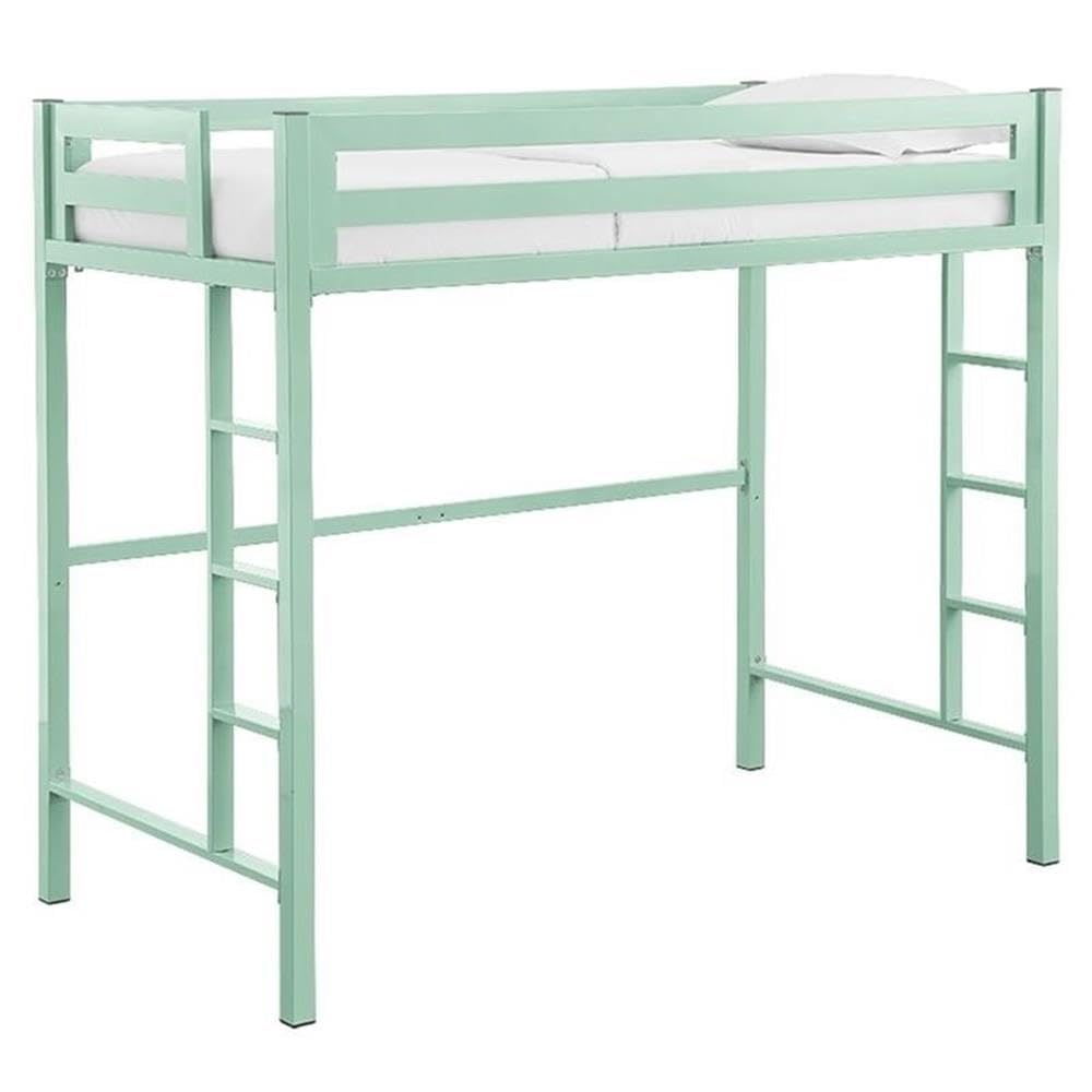 Walker Edison Brighton Classic Metal Twin over Loft Bunk Bed, Twin Size, Mint Green