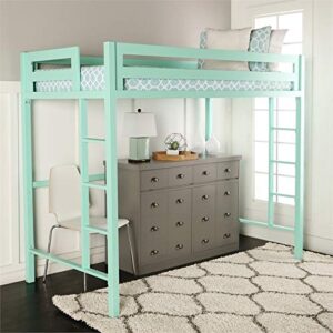 Walker Edison Brighton Classic Metal Twin over Loft Bunk Bed, Twin Size, Mint Green