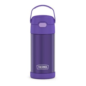 thermos funtainer water bottle with straw - 12 ounce, violet - kids stainless steel vacuum insulated water bottle with lid