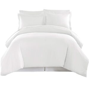 linen souq genuine premium egyptian cotton 600 thread count, made in italy - italian finish white 3-piece duvet set ( duvet cover & 2 pillow shams), single ply, solid twin