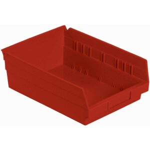 plastic shelf bin nestable 8-3/8"w x 11-5/8" d x 4" h red - lot of 12