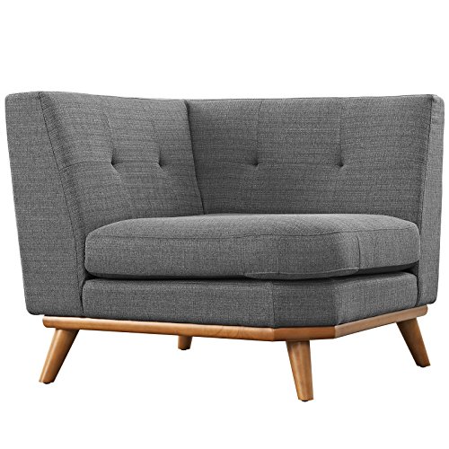 Modway L Shaped Sectional Sofa Engage Mid-Century Modern Upholstered Fabric Gray