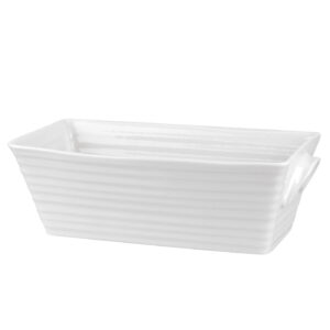 portmeirion sophie conran white rectangular baker | bread loaf pan for baking | 11 x 5.25 inch | made from fine porcelain | dishwasher and microwave safe