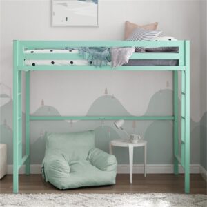 Walker Edison Brighton Classic Metal Twin over Loft Bunk Bed, Twin Size, Mint Green