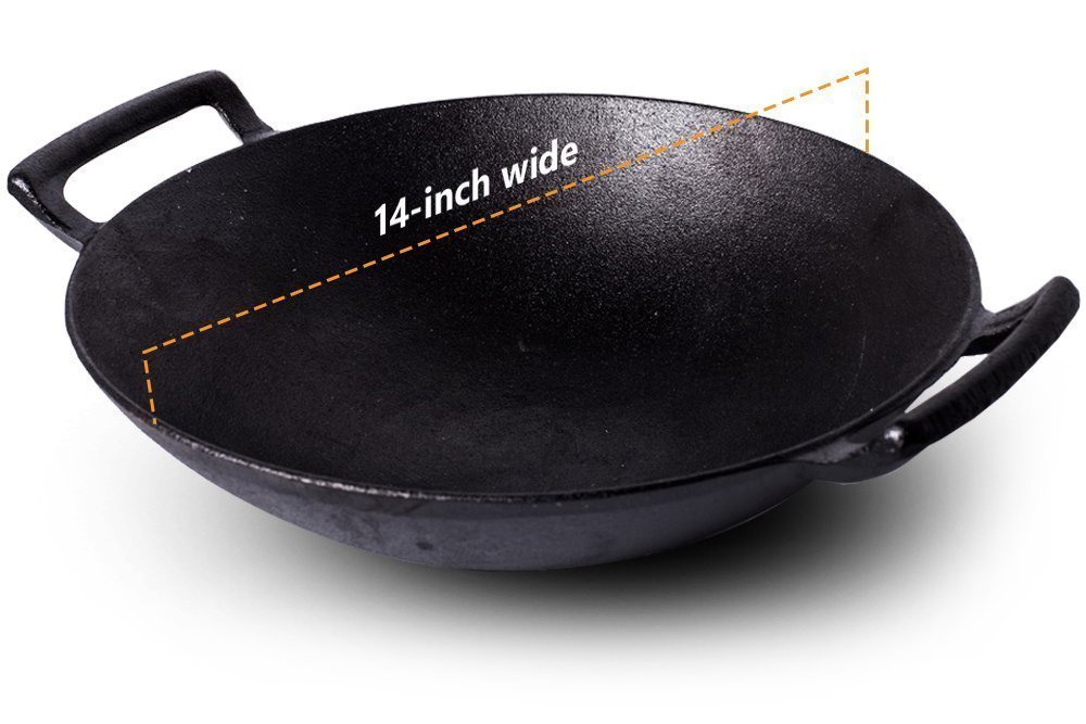 It's useful. 14 Inch Cast Iron Wok with Handles and Built in Base