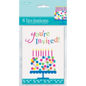 unique confetti cake birthday party invitations, 5.5" x 4", multicolor