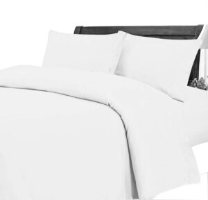 pacific linens solid white king 3-pc duvet cover and sham set, 200 thread count poly-cotton blend, luxurious hotel quality, elegant breathable and durable