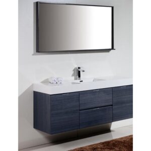 KubeBath Bliss 60" Gray Oak Wall Mount Single Sink Modern Bathroom Vanity