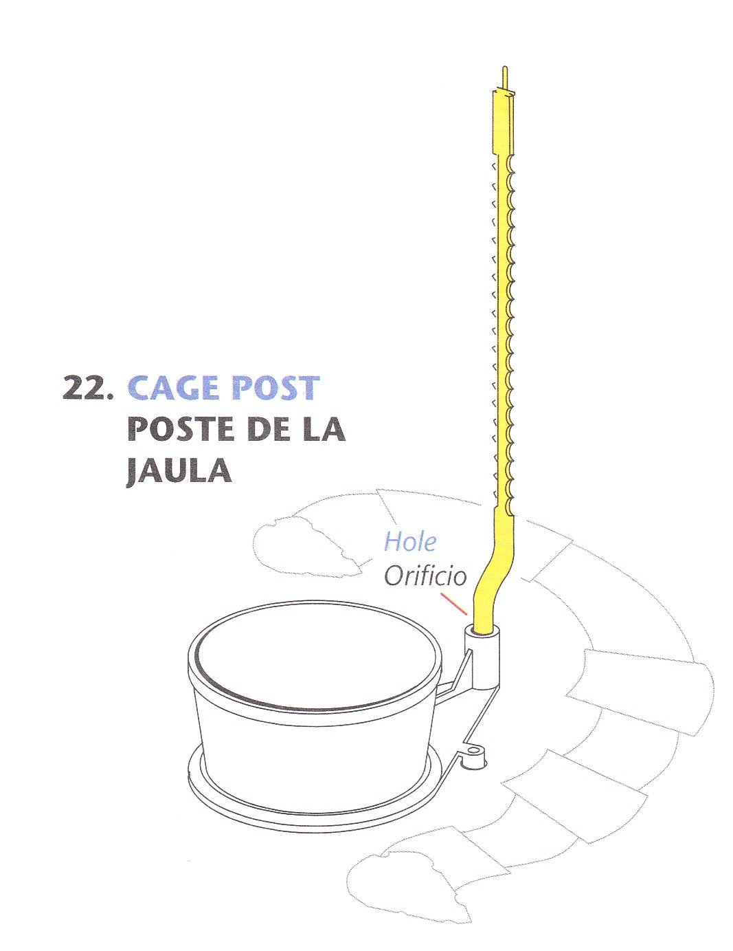 Mousetrap Game Replacement Part 22 - Yellow Cage Post