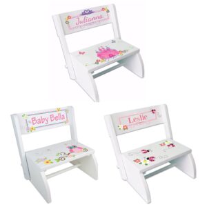 my bambino personalized white girls step stool bench seat