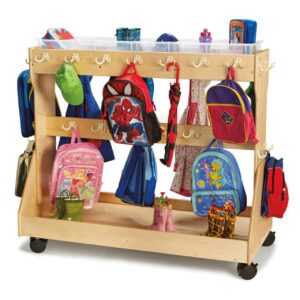 jonti-craft 39480jc mobile backpack cart with clear bins - classroom coat locker