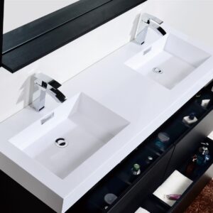 Bliss 60″ Black Double Sink Floor Mount Modern Bathroom Vanity