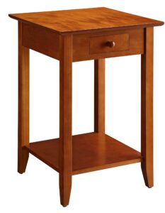 convenience concepts american heritage end table with drawer and shelf, cherry, 18 in x 18 in x 26 in