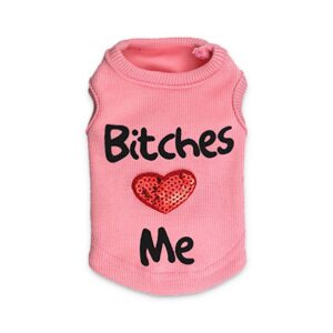 droolingdog pet dog clothes puppy shirt dog sweater bitches love me dog t-shirt for small dogs, large, pink