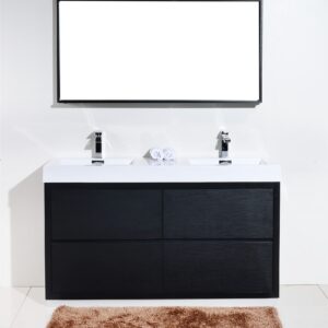 Bliss 60″ Black Double Sink Floor Mount Modern Bathroom Vanity