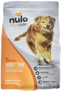 nulo adult trim grain free healthy weight dry dog food with bc30 probiotic (cod and lentils recipe, 4.5lb bag)