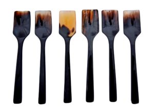 marycrafts set of 6 long buffalo horn caviar mustard jam spoons