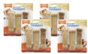 nylabone 12-count healthy edibles lamb and apple flavored puppy dog treat bones, size regular - (4 packs with 3 per pack)