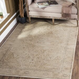 safavieh vintage collection area rug - 6'7" x 9'2", stone, oriental traditional distressed viscose design, ideal for high traffic areas in living room, bedroom (vtg159-3440)