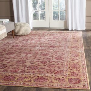 safavieh valencia collection area rug - 8' x 10', pink & multi, vintage boho chic distressed design, non-shedding & easy care, ideal for high traffic areas in living room, bedroom (val113h)