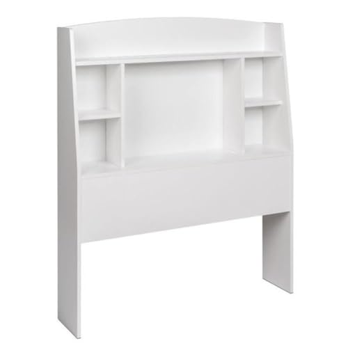 Prepac Astrid Simplistic Twin Headboard with 4 Compartments, Functional Bookcase Headboard for Twin Size Beds 8.75" D x 40.5" W x 48.5" H, White, WHFT-0401-1