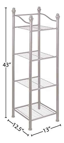 Organize It All 4 Tier Belgium Shelf Tower, Space Saver, Bathroom Organizer, Storage for Towels, Toiletries, Easy to Assemble,, Oil Rubbed Bronze