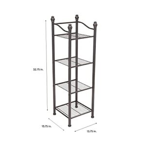 Organize It All 4 Tier Belgium Shelf Tower, Space Saver, Bathroom Organizer, Storage for Towels, Toiletries, Easy to Assemble,, Oil Rubbed Bronze