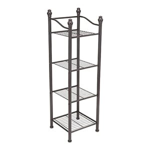 organize it all 4 tier belgium shelf tower, space saver, bathroom organizer, storage for towels, toiletries, easy to assemble,, oil rubbed bronze