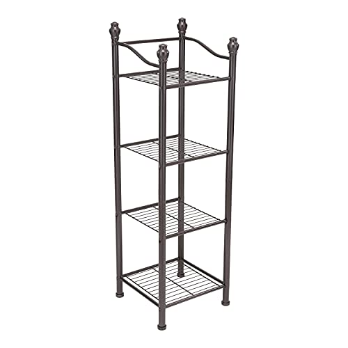 Organize It All 4 Tier Belgium Shelf Tower, Space Saver, Bathroom Organizer, Storage for Towels, Toiletries, Easy to Assemble,, Oil Rubbed Bronze