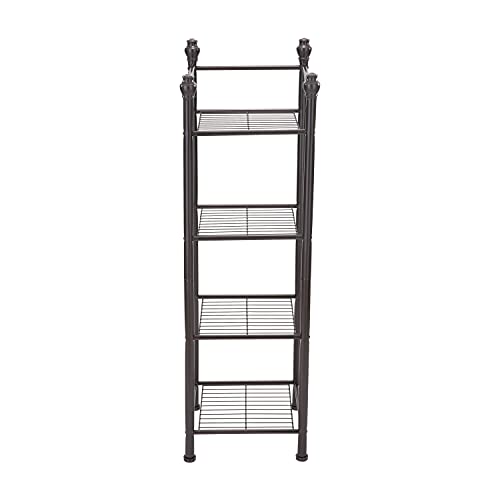 Organize It All 4 Tier Belgium Shelf Tower, Space Saver, Bathroom Organizer, Storage for Towels, Toiletries, Easy to Assemble,, Oil Rubbed Bronze