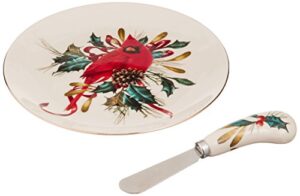 lenox 863974 winter greetings cheese plate and knife set