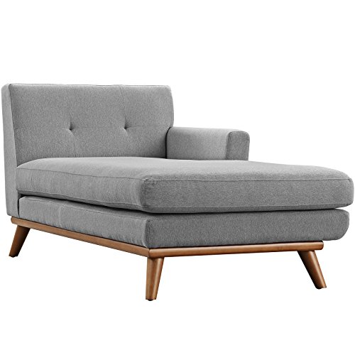 Modway Engage Mid-Century Modern Upholstered Right-Facing Sectional Sofa, Gray Fabric