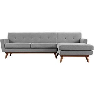 Modway Engage Mid-Century Modern Upholstered Right-Facing Sectional Sofa, Gray Fabric