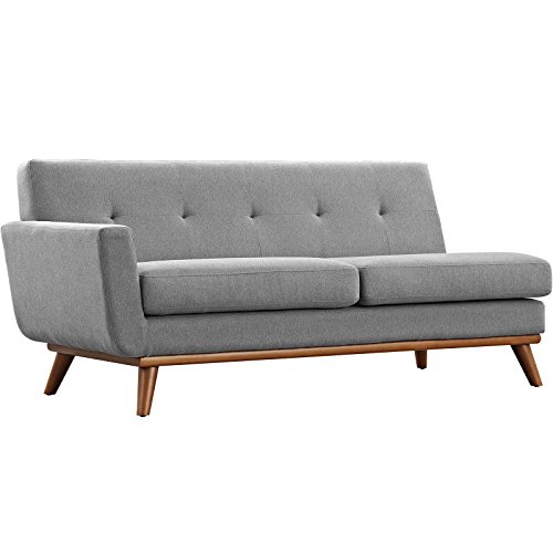 Modway Engage Mid-Century Modern Upholstered Right-Facing Sectional Sofa, Gray Fabric