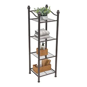 Organize It All 4 Tier Belgium Shelf Tower, Space Saver, Bathroom Organizer, Storage for Towels, Toiletries, Easy to Assemble,, Oil Rubbed Bronze