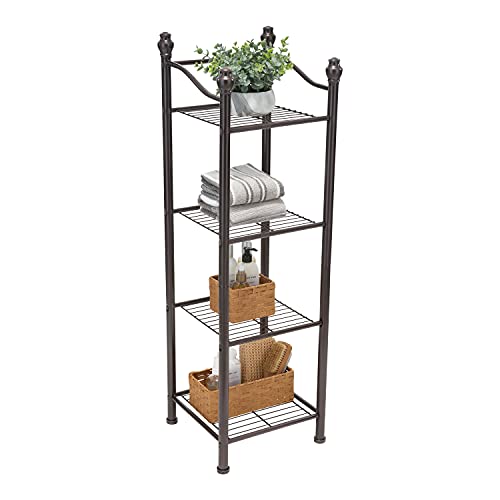 Organize It All 4 Tier Belgium Shelf Tower, Space Saver, Bathroom Organizer, Storage for Towels, Toiletries, Easy to Assemble,, Oil Rubbed Bronze