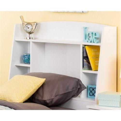 Prepac Astrid Simplistic Twin Headboard with 4 Compartments, Functional Bookcase Headboard for Twin Size Beds 8.75" D x 40.5" W x 48.5" H, White, WHFT-0401-1