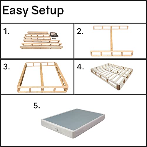 Spring Coil 8-Inch High Profile Mattress Foundation/Strong Wood Structure/Easy Simple Assembly Box Spring, Full, Off-White, King