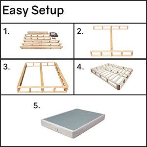 Spring Coil 8-Inch High Profile Mattress Foundation/Strong Wood Structure/Easy Simple Assembly Box Spring, Full, Off-White, Queen