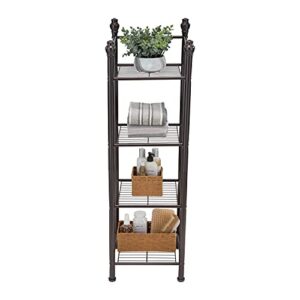 Organize It All 4 Tier Belgium Shelf Tower, Space Saver, Bathroom Organizer, Storage for Towels, Toiletries, Easy to Assemble,, Oil Rubbed Bronze