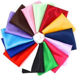 raylinedo® 15pcs 25 * 20cm silky satin patchwork fabric bundle quilting wedding table decor in 15 solid color