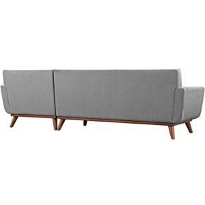 Modway Engage Mid-Century Modern Upholstered Right-Facing Sectional Sofa, Gray Fabric