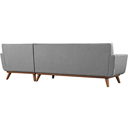 Modway Engage Mid-Century Modern Upholstered Right-Facing Sectional Sofa, Gray Fabric