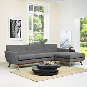 Modway Engage Mid-Century Modern Upholstered Right-Facing Sectional Sofa, Gray Fabric