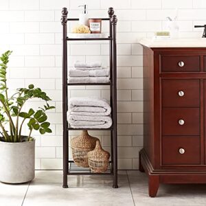 Organize It All 4 Tier Belgium Shelf Tower, Space Saver, Bathroom Organizer, Storage for Towels, Toiletries, Easy to Assemble,, Oil Rubbed Bronze